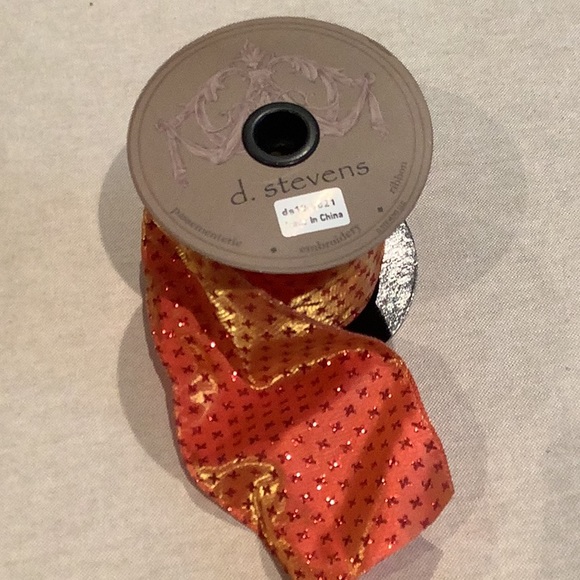D. Stevens | Holiday | D Stevens Ribbon Wired Orange Glitter 4 X Yards ...